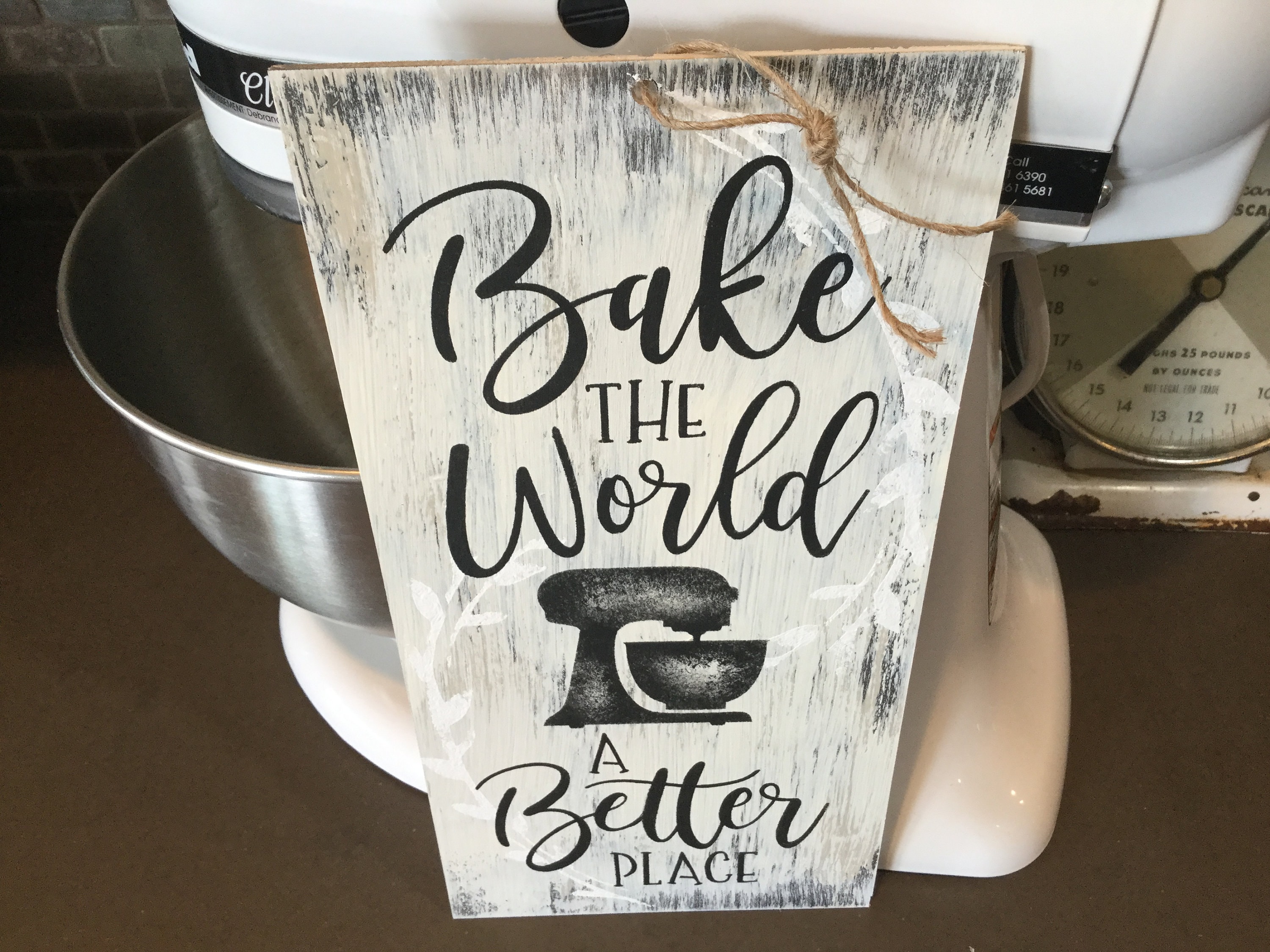 Baking Sign for Kitchen Bake the world a better place | Etsy