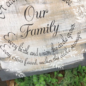Family, a Circle of Strength and Love Gray Wood Sign - Etsy
