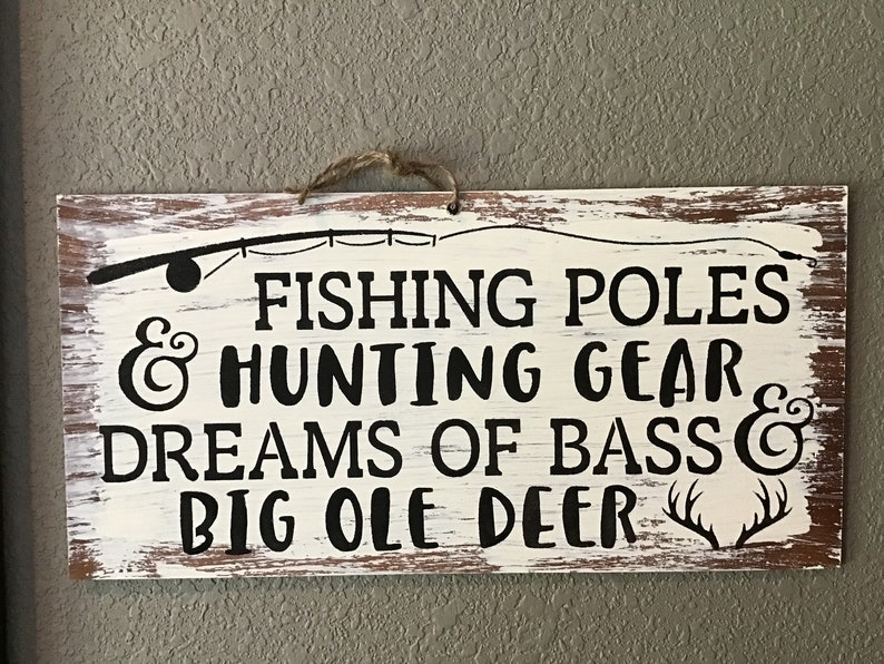 Fishing & Hunting Gift Wood Sign: Rustic Cabin Decor - Etsy