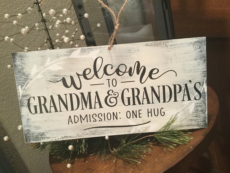 Grandma and Grandpas Welcome Sign, Grandparent Entryway Board, Plaque ...