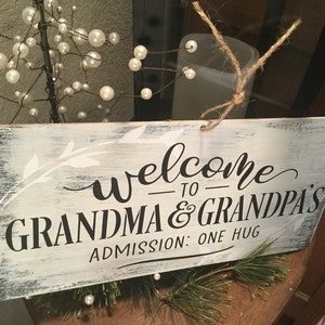 Grandma and Grandpas Welcome Sign, Grandparent Entryway Board, Plaque ...