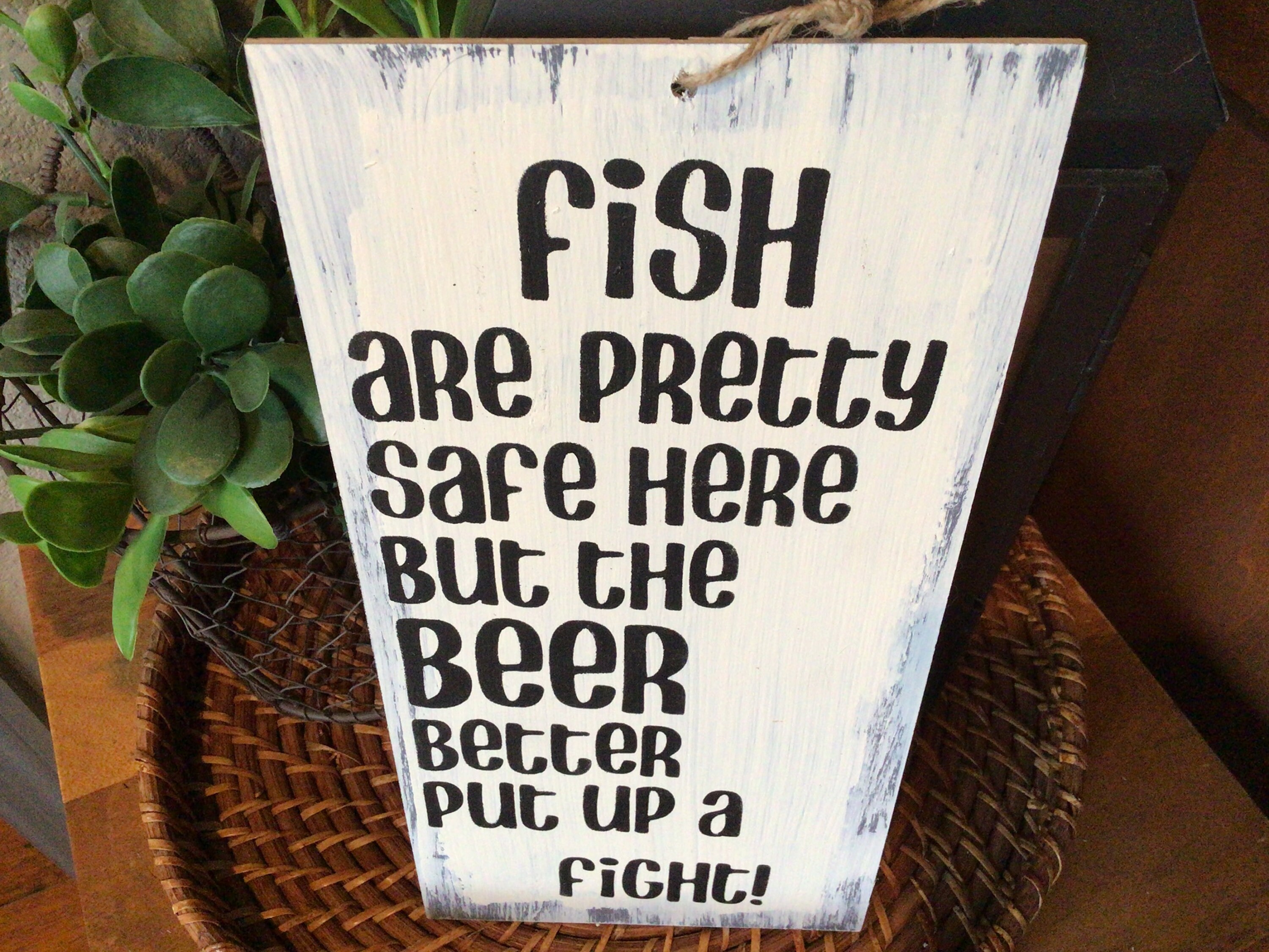 Funny fishing and beer drinking wood sign | Etsy