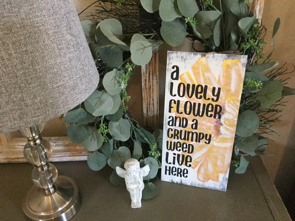 Funny Sunflower Wood Sign: Hand Painted Home Decor (6x12 Inches) - Etsy