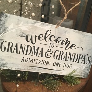 Grandma and Grandpas Welcome Sign, Grandparent Entryway Board, Plaque ...