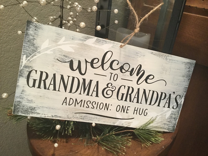 Grandma and Grandpas Welcome Sign, Grandparent Entryway Board, Plaque ...