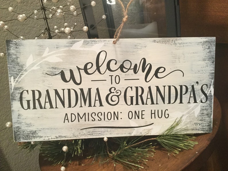 Grandma and Grandpas Welcome Sign, Grandparent Entryway Board, Plaque ...