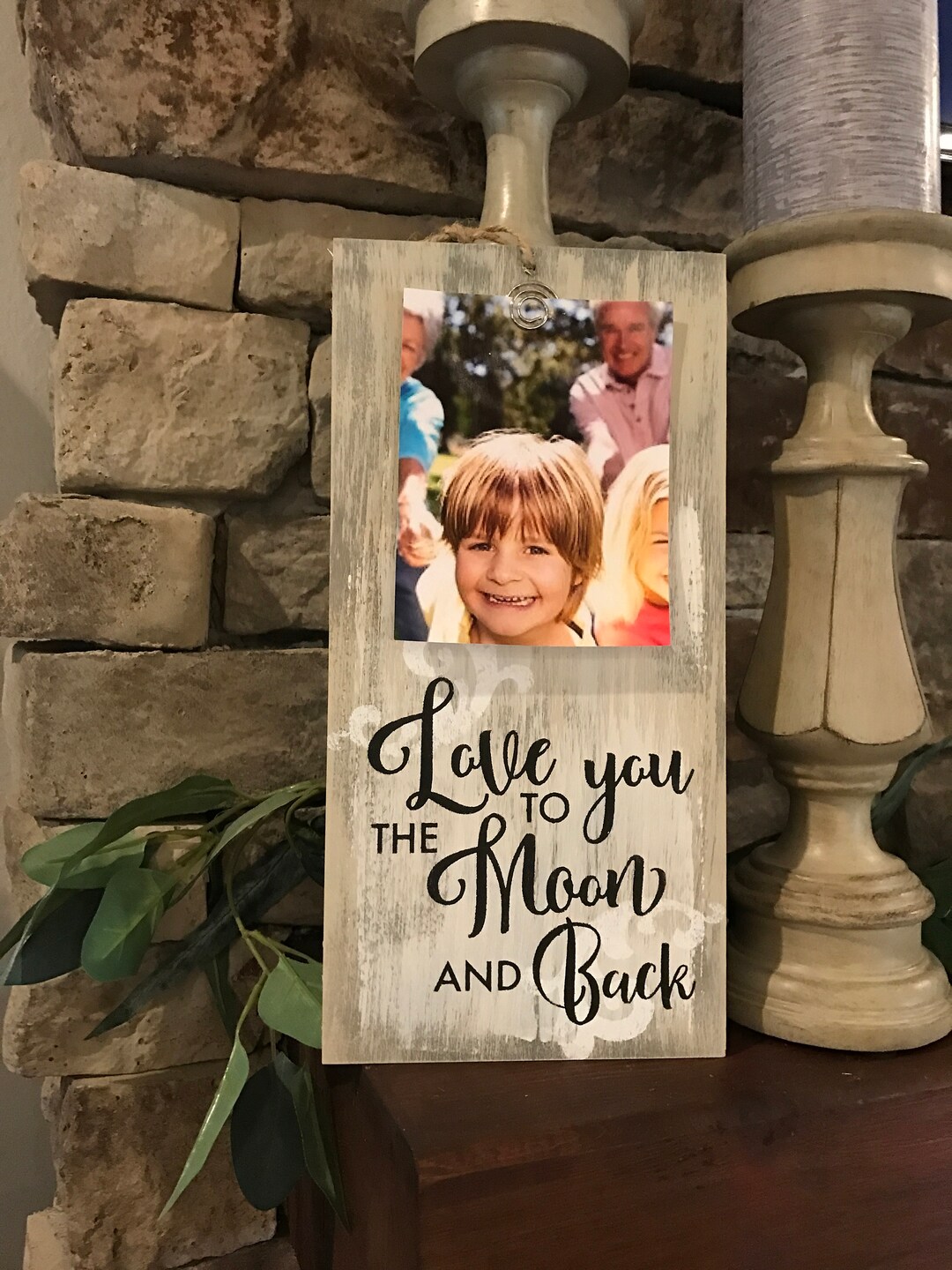 Love You to the Moon Photo Frame: Hand Painted Birch Wood Gift - Etsy