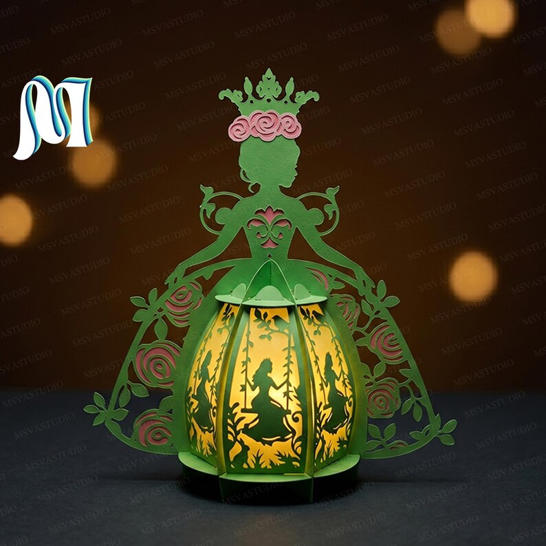 Flower Princess Lantern SVG, Princess Paper Lantern Template, 3D ...
