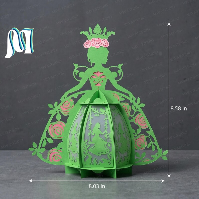 Flower Princess Lantern SVG, Princess Paper Lantern Template, 3D ...