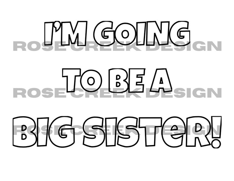 PRINTABLE Big Sister Announcement Coloring Page, DIGITAL DOWNLOAD, Kids ...