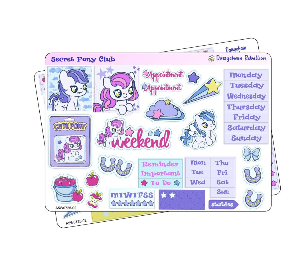 Bright Ponies A5 Weekly Planner Sticker Kit - Etsy