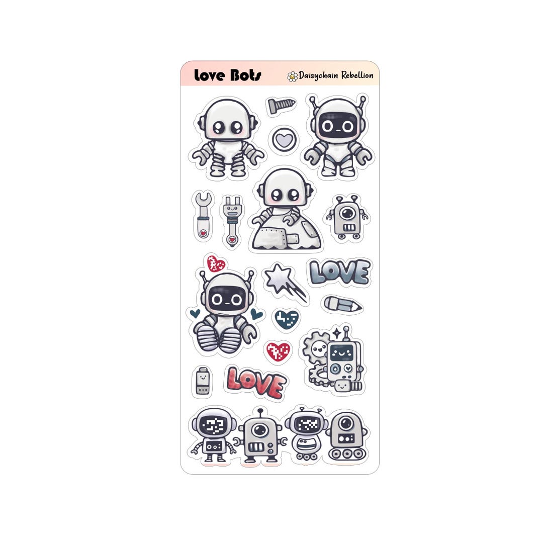LOVE BOTS ~ Deco Sticker Sheet - Etsy