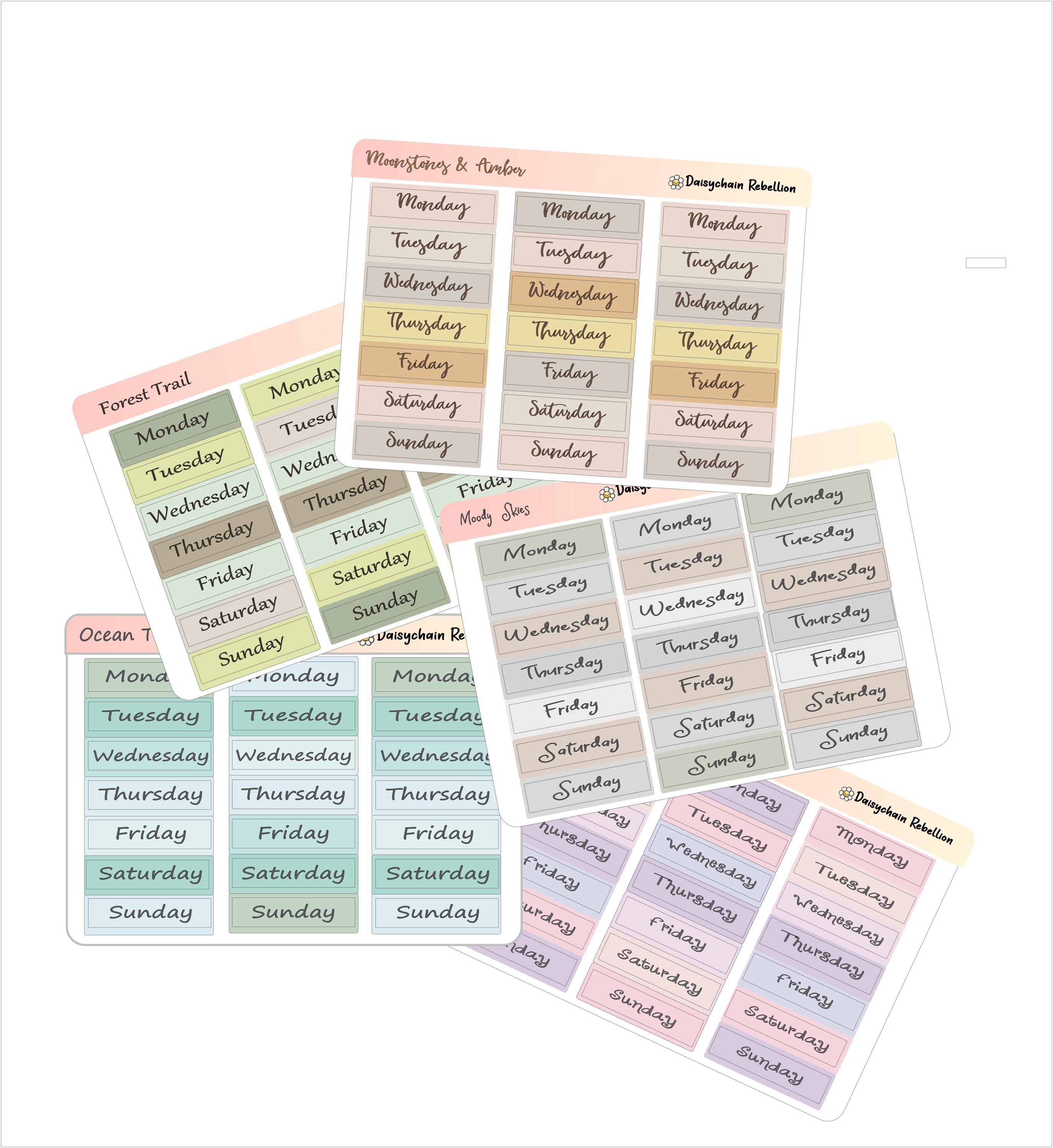 Days of the Week Sticker Sheet - Etsy