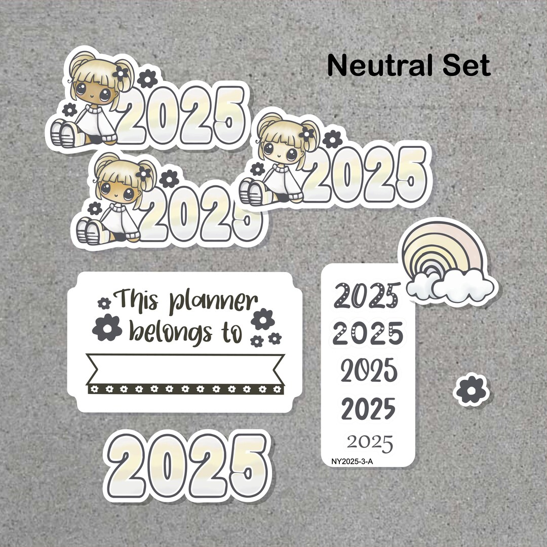 2025 Sticker Kit - Neutral Rainbow - Etsy