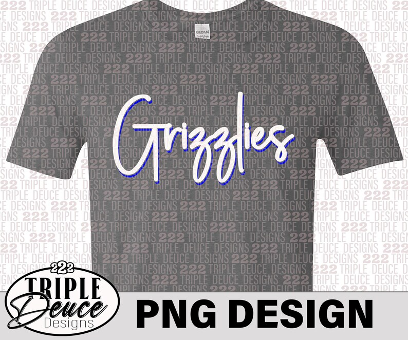 Grand Oaks Grizzlies Name Blue-white - PNG Design, DTF, School Spirit ...