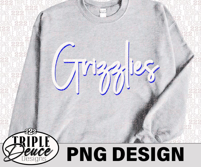 Grand Oaks Grizzlies Name Blue-white - PNG Design, DTF, School Spirit ...