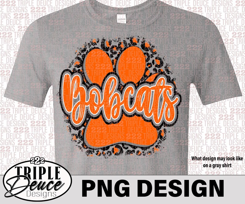 Orangefield Bobcats Pawprint - Orange/grey - PNG Design - Etsy