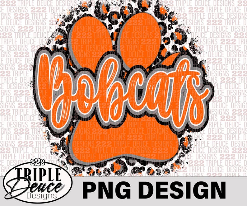 Orangefield Bobcats Pawprint - Orange/grey - PNG Design - Etsy
