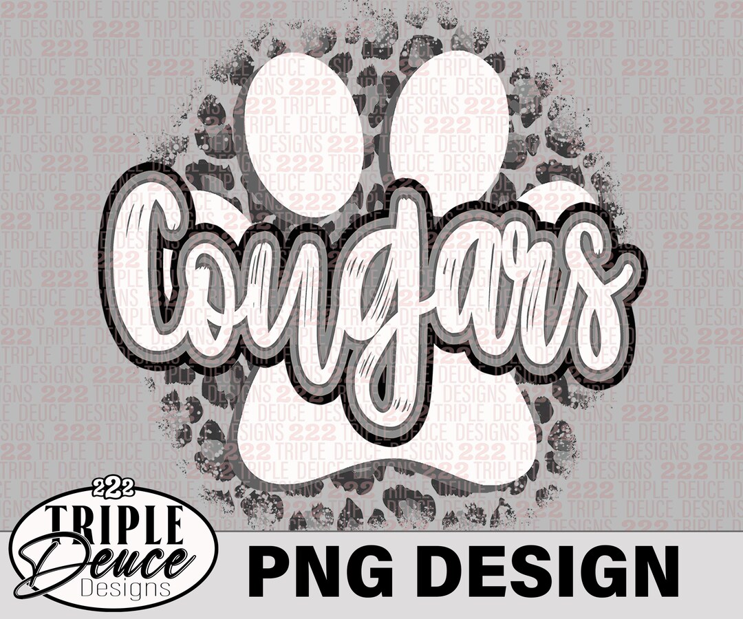 Clark Cougars Pawprint - Black-grey-white - PNG Design - School Mascot ...