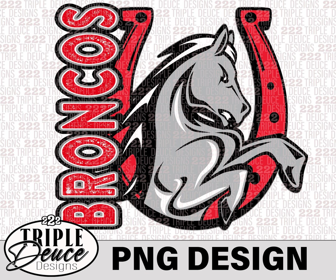 Lake Belton Broncos Red-gray-white 2- PNG Design, DTF, Sublimation ...