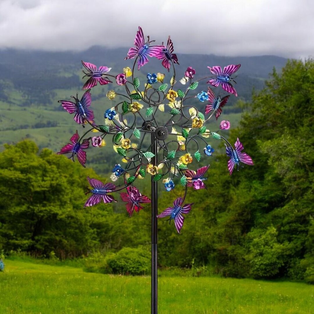Colorful Butterfly Garden Wind Spinner 20cm Metal Stakes, Handcrafted ...