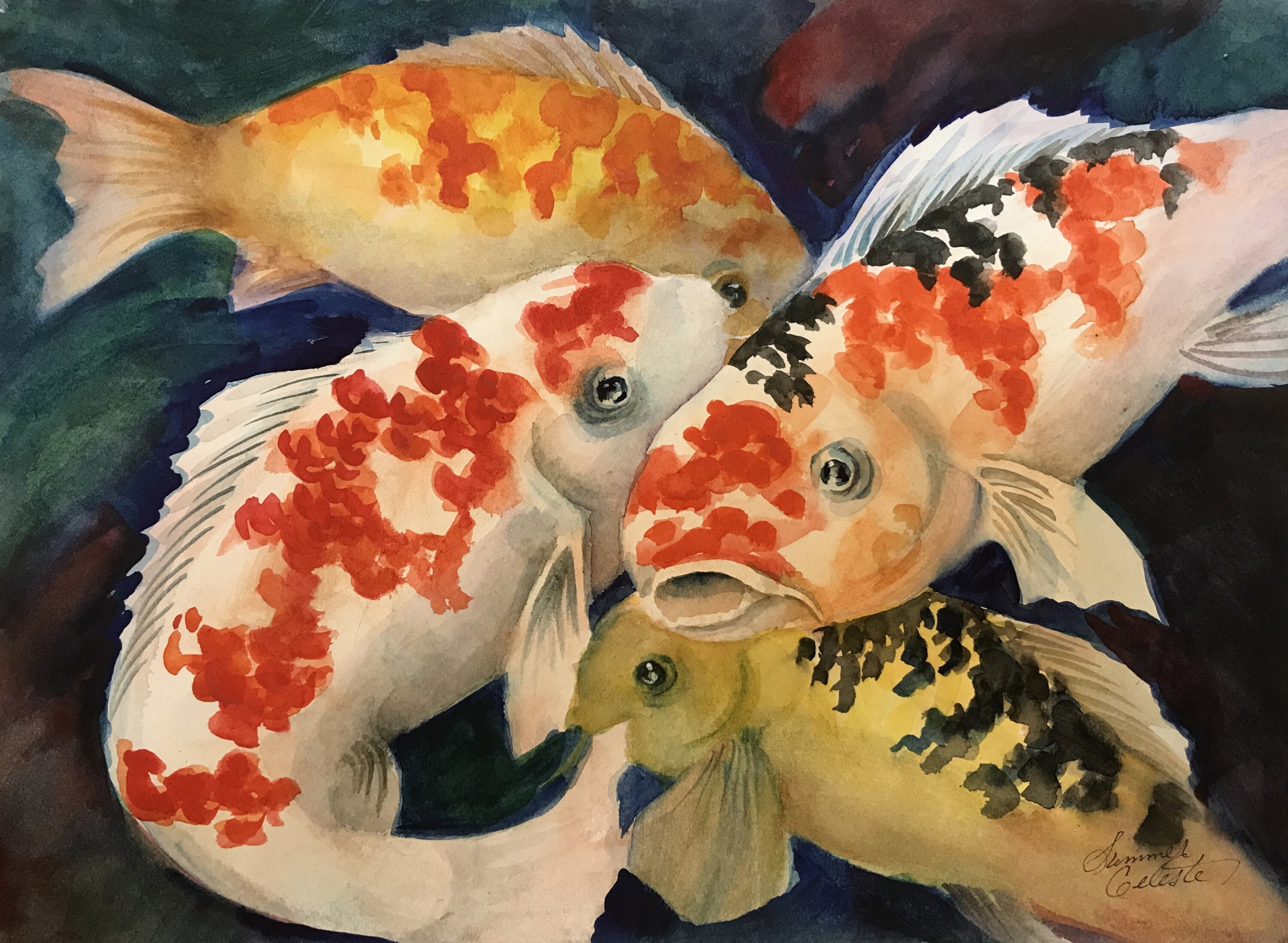 Koi Fish Poster, Koi Fish Art Print, Japanese Koi Print, Koi Wall Art ...