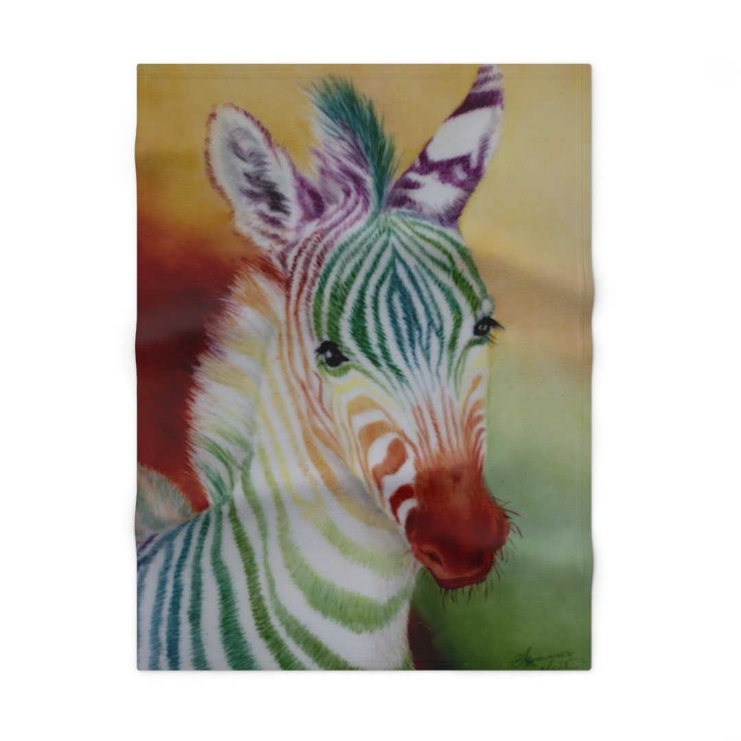 Zebra Soft Fleece Baby Blanket, Zebra Toddler Blanket, Rainbow Zebra ...