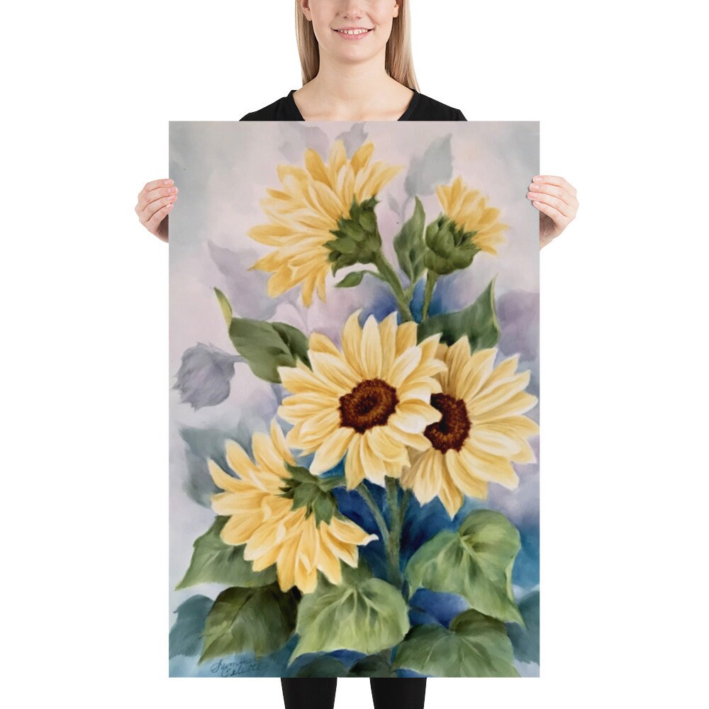 Sunflower Enhanced Matt Poster Sunflower Print Sunflowers - Etsy