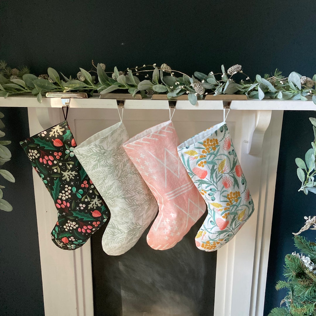 Designer Fabric Christmas Stockings - Modern Floral Christmas - Etsy