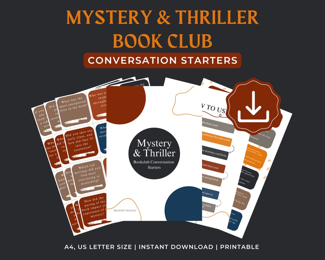 Thriller Mystery Book Club Conversation Starters Bookclub Printable ...