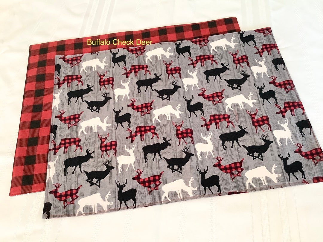 Placemats Reversible Colorful Design Buffalo Check Moose Bear Deer ...