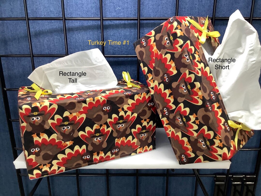 THANKSGIVING Tissue Box Rectangle Cover Short or Tall, Fabric Holder ...