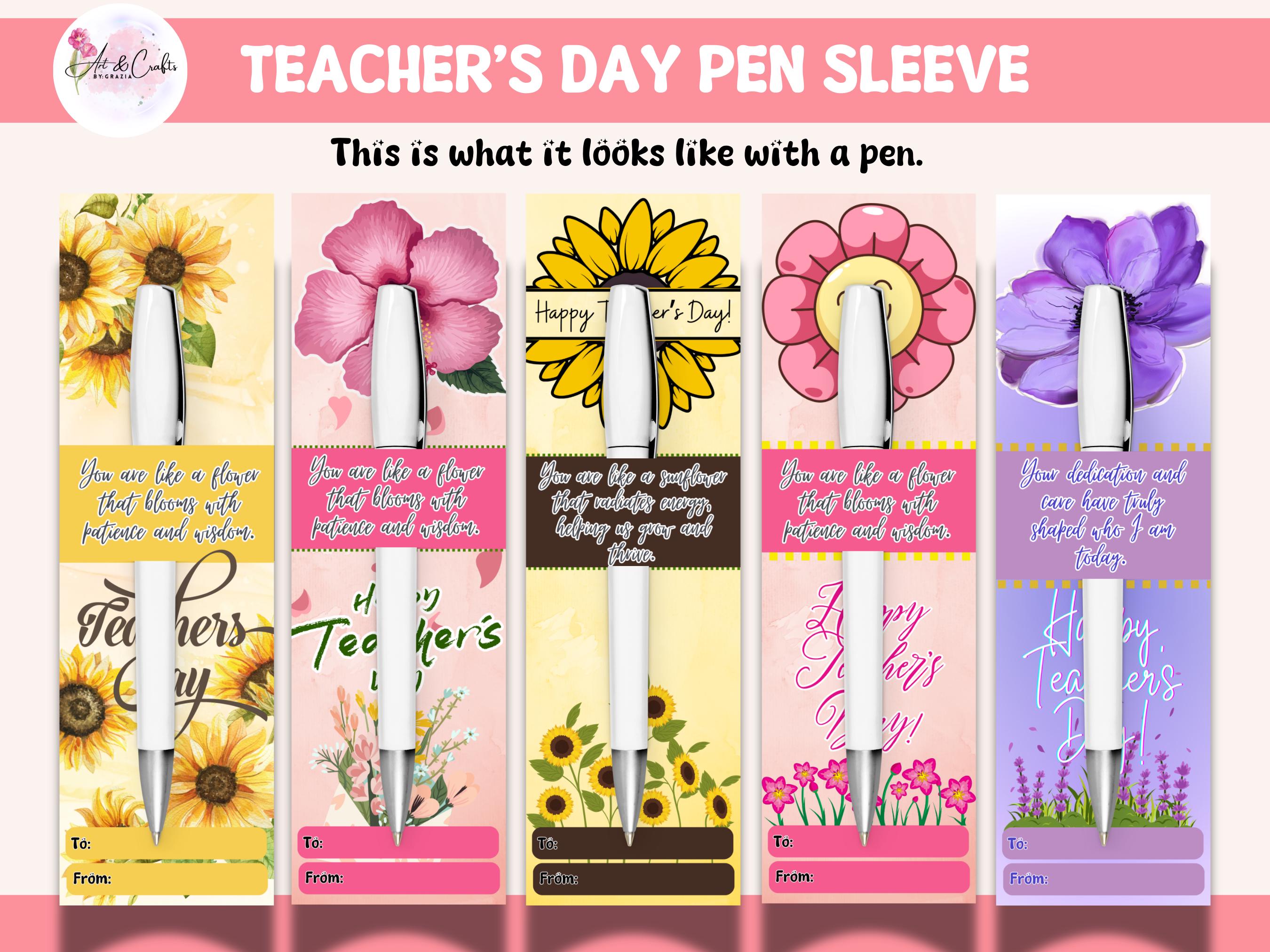 Teacher's Day Pen Sleeve Template | 30 Designs | Canva Editable Digital ...