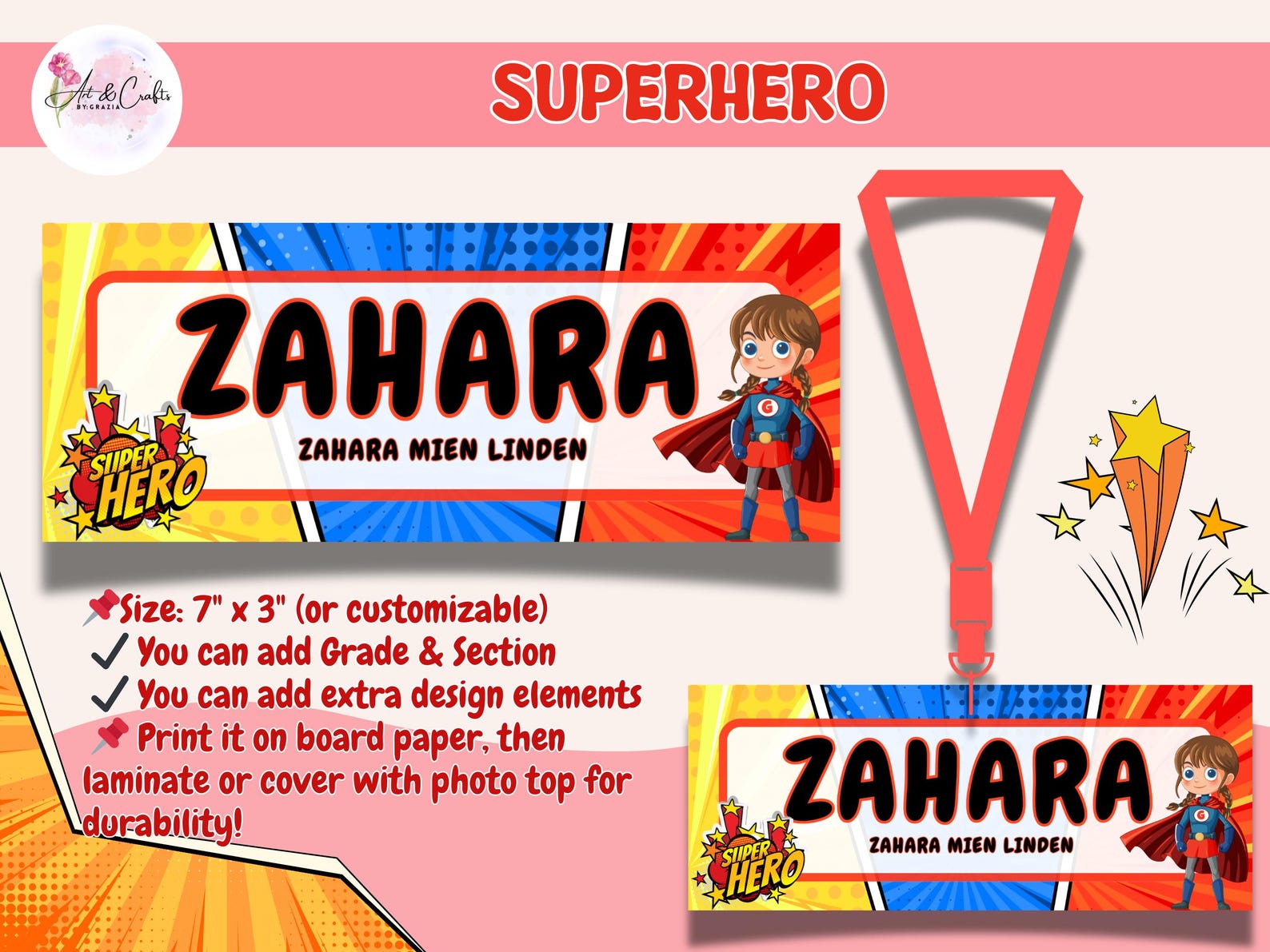 Editable Kids Name Tags Canva Template | 20 Editable Designs ...