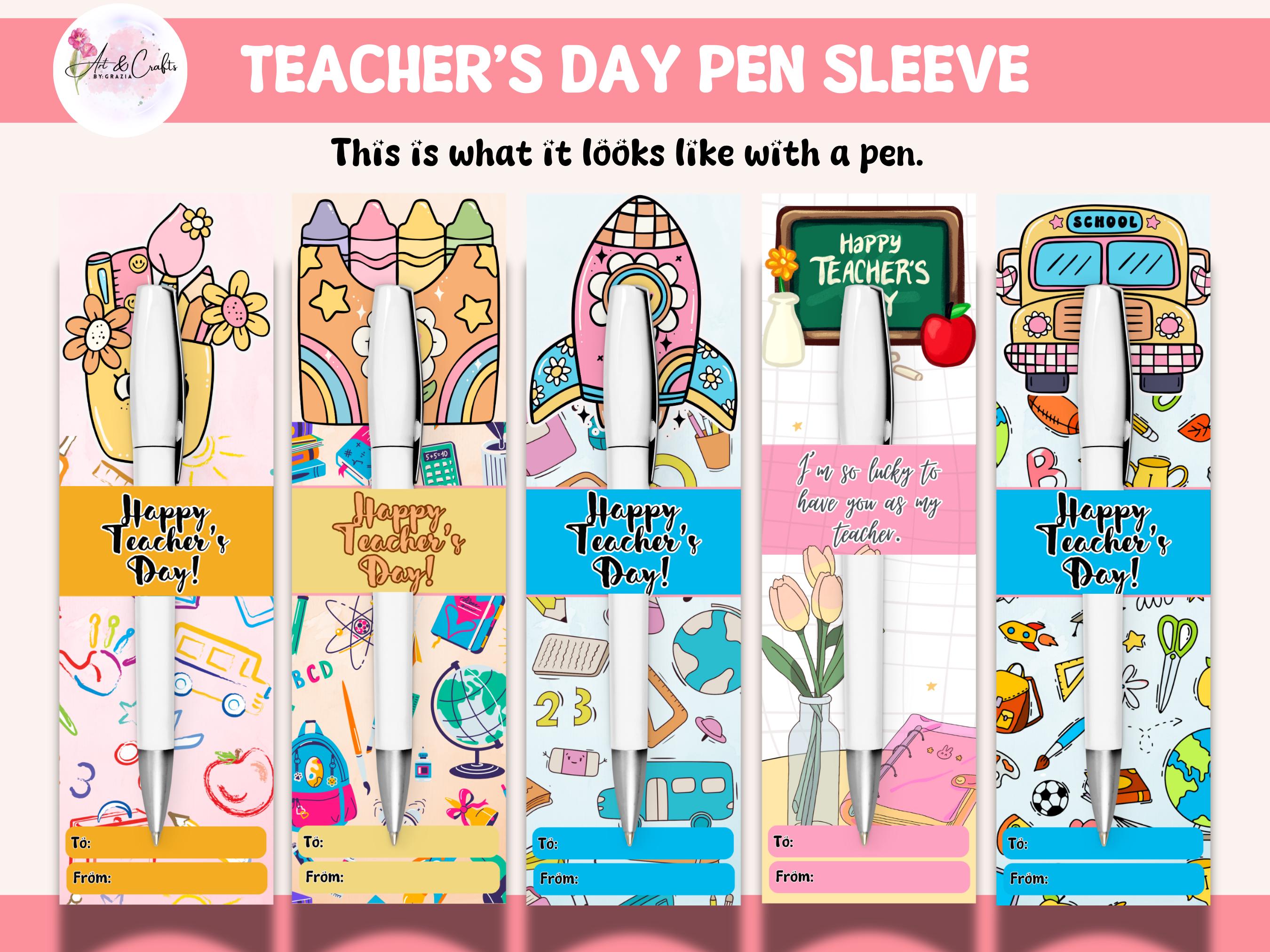 Teacher's Day Pen Sleeve Template | 30 Designs | Canva Editable Digital ...