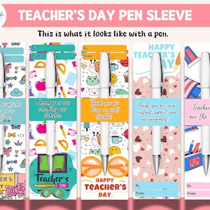 Teacher's Day Pen Sleeve Template | 30 Designs | Canva Editable Digital ...