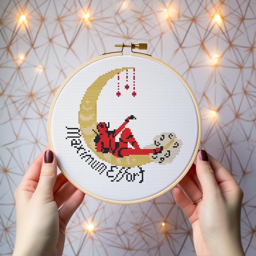 Deadpool Cross Stitch Pattern Deadpool on the Moon Maximum Effort Cross ...
