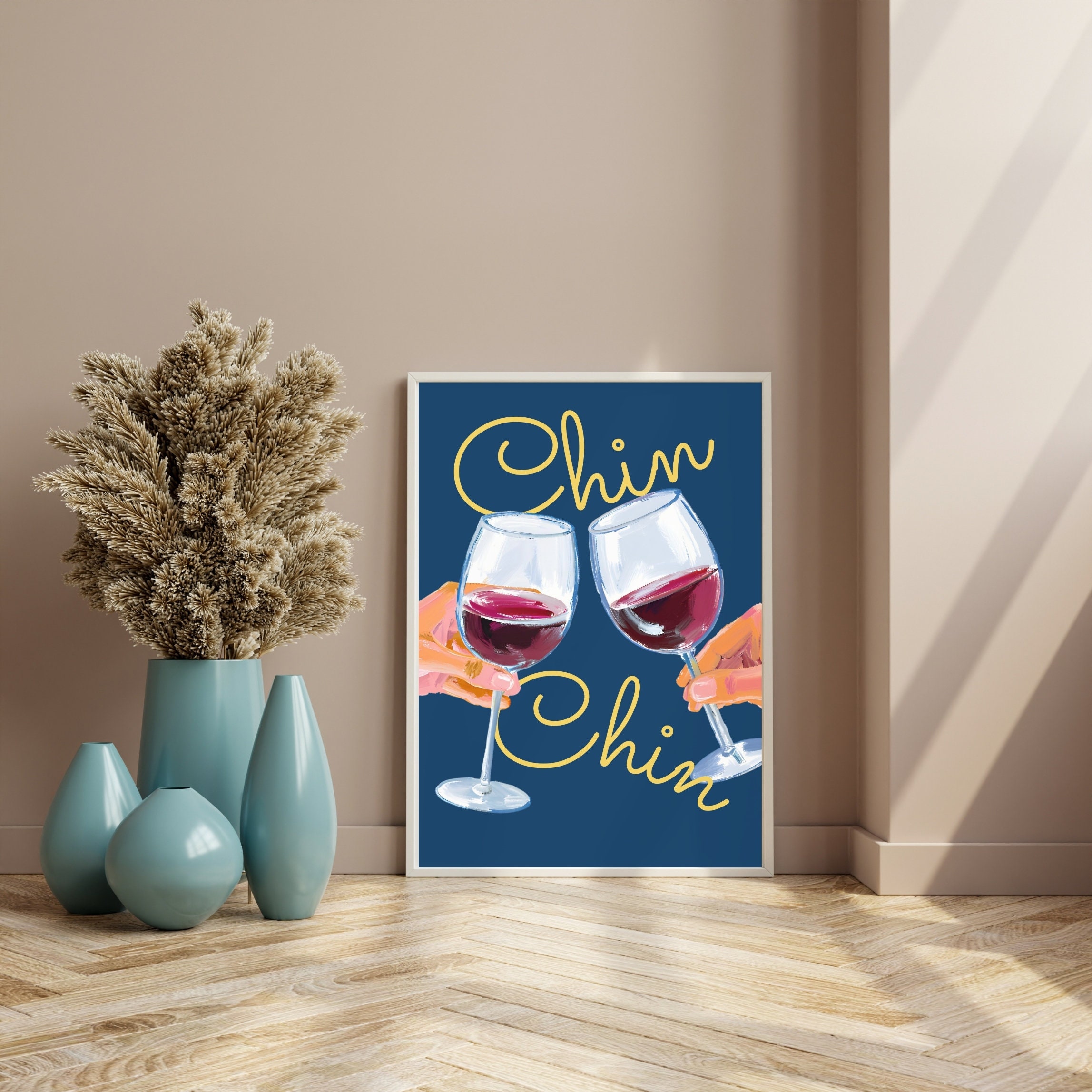 "chin Chin" Poster - Digital Download, Wine Wall Art, Kitchen Decor ...