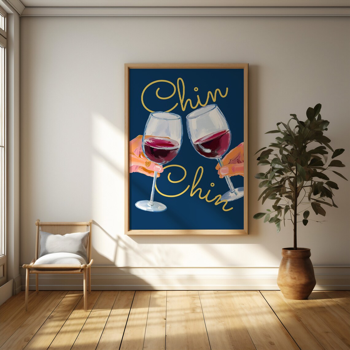 "chin Chin" Poster - Digital Download, Wine Wall Art, Kitchen Decor ...