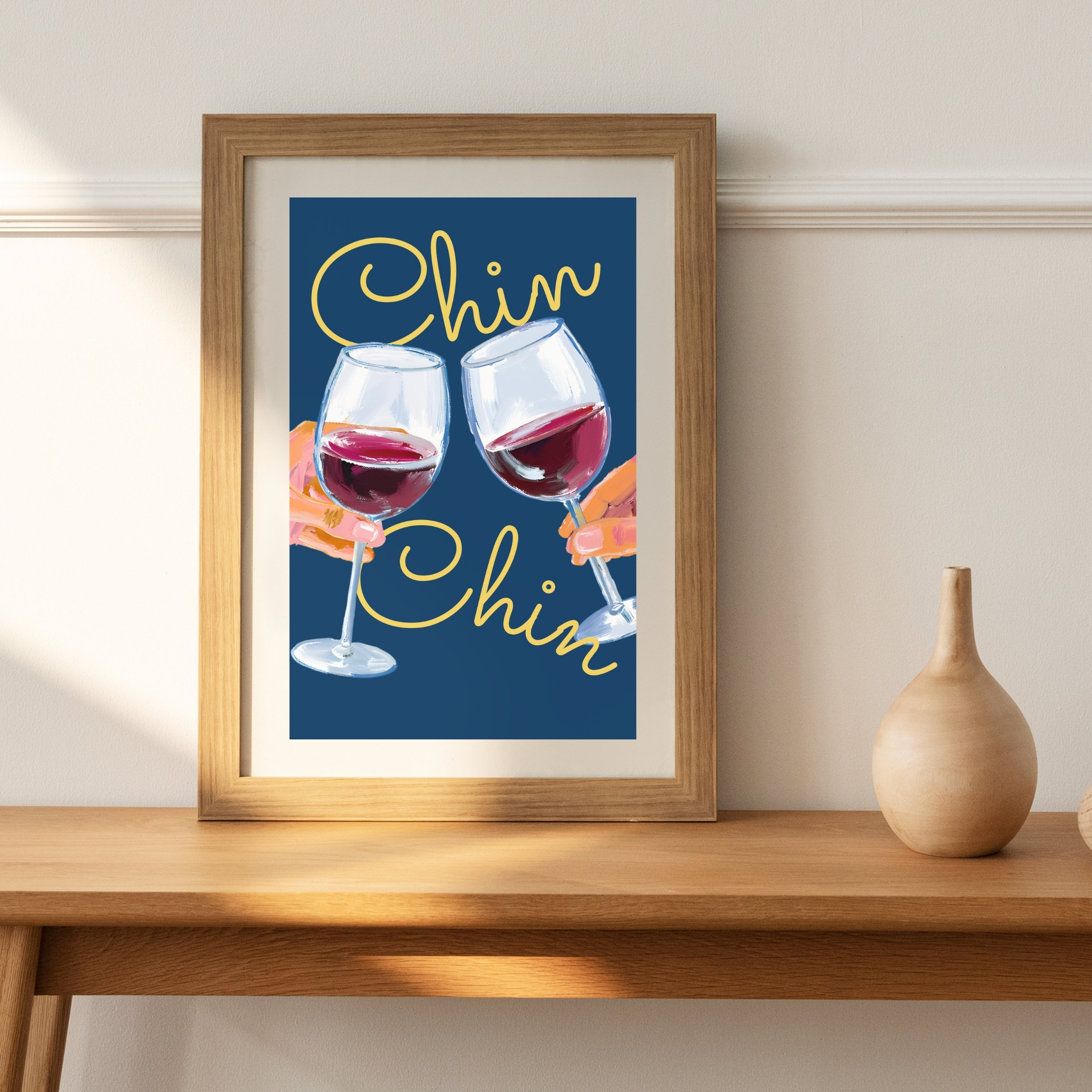 "chin Chin" Poster - Digital Download, Wine Wall Art, Kitchen Decor ...