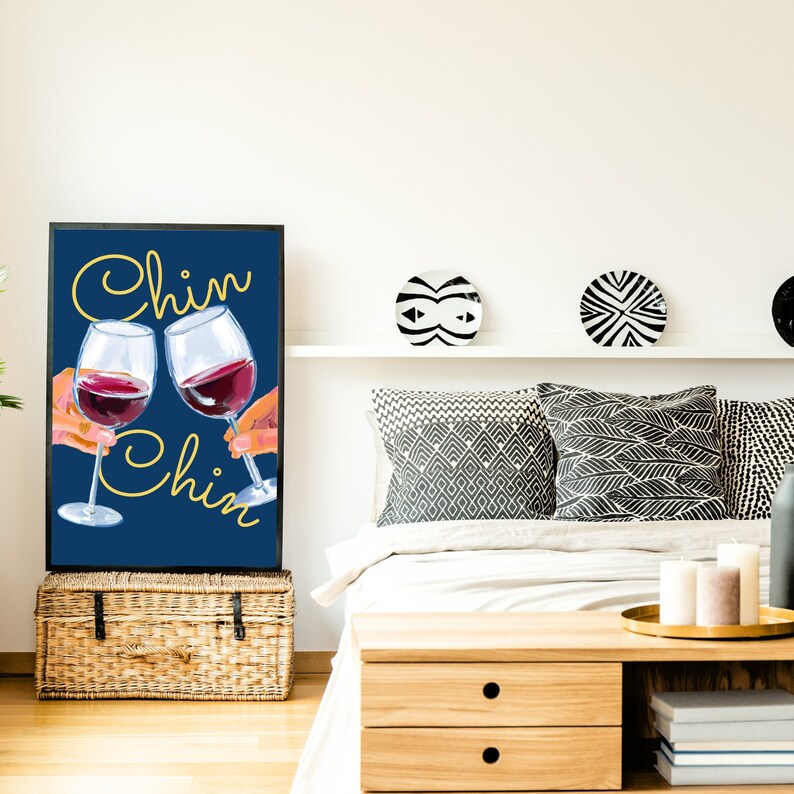 "chin Chin" Poster - Digital Download, Wine Wall Art, Kitchen Decor ...