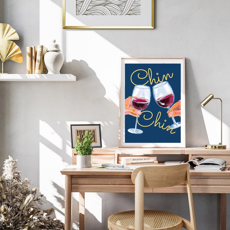 "chin Chin" Poster - Digital Download, Wine Wall Art, Kitchen Decor ...