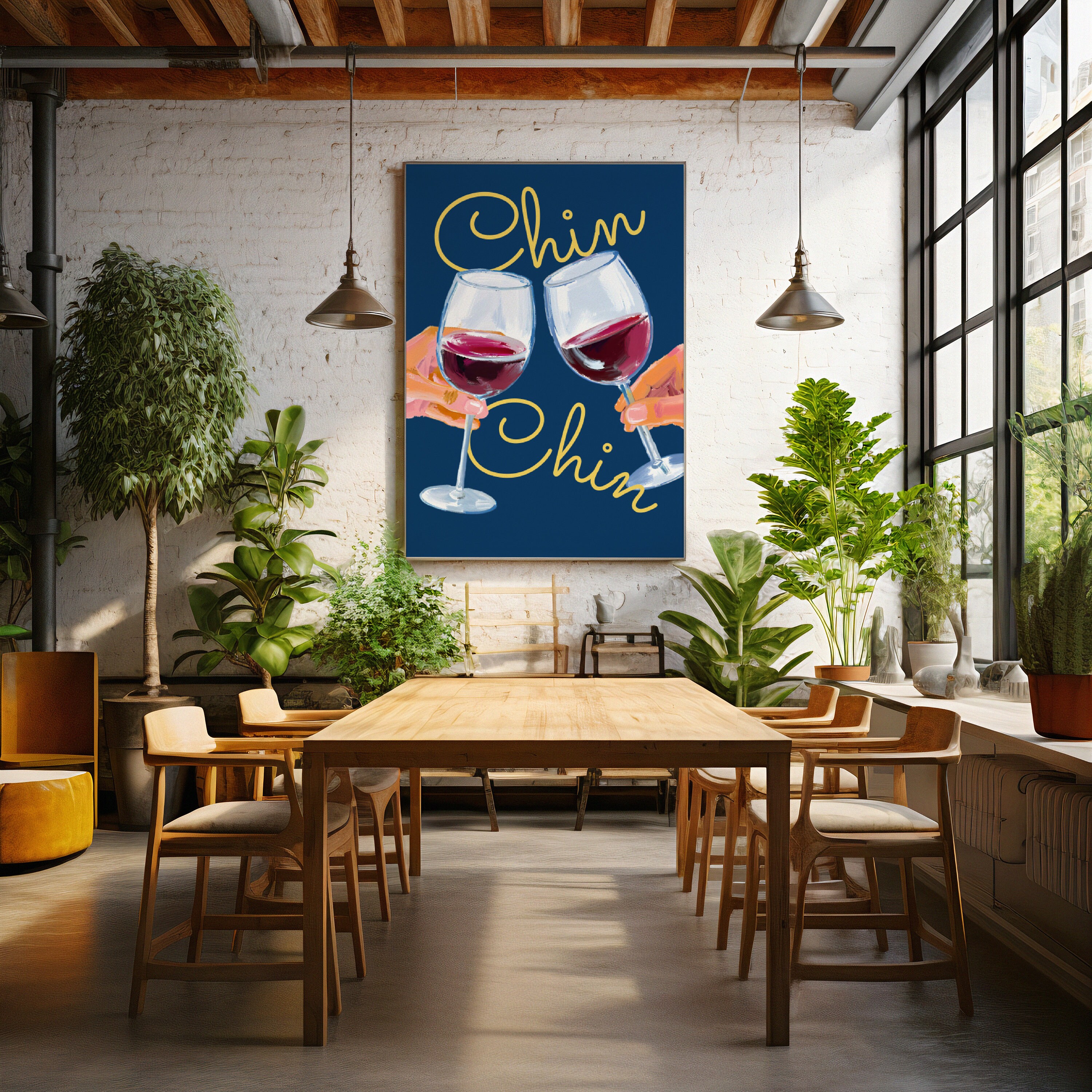 "chin Chin" Poster - Digital Download, Wine Wall Art, Kitchen Decor ...