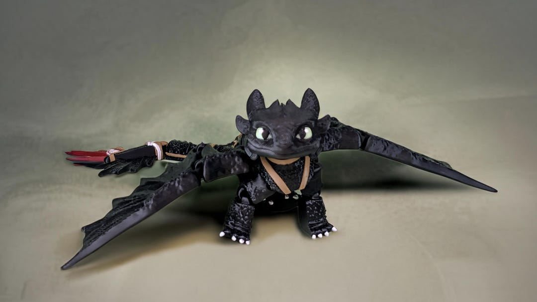 Articulated Toothless Dragon Figure: Glow-in-the-dark Eyes, Multiple ...