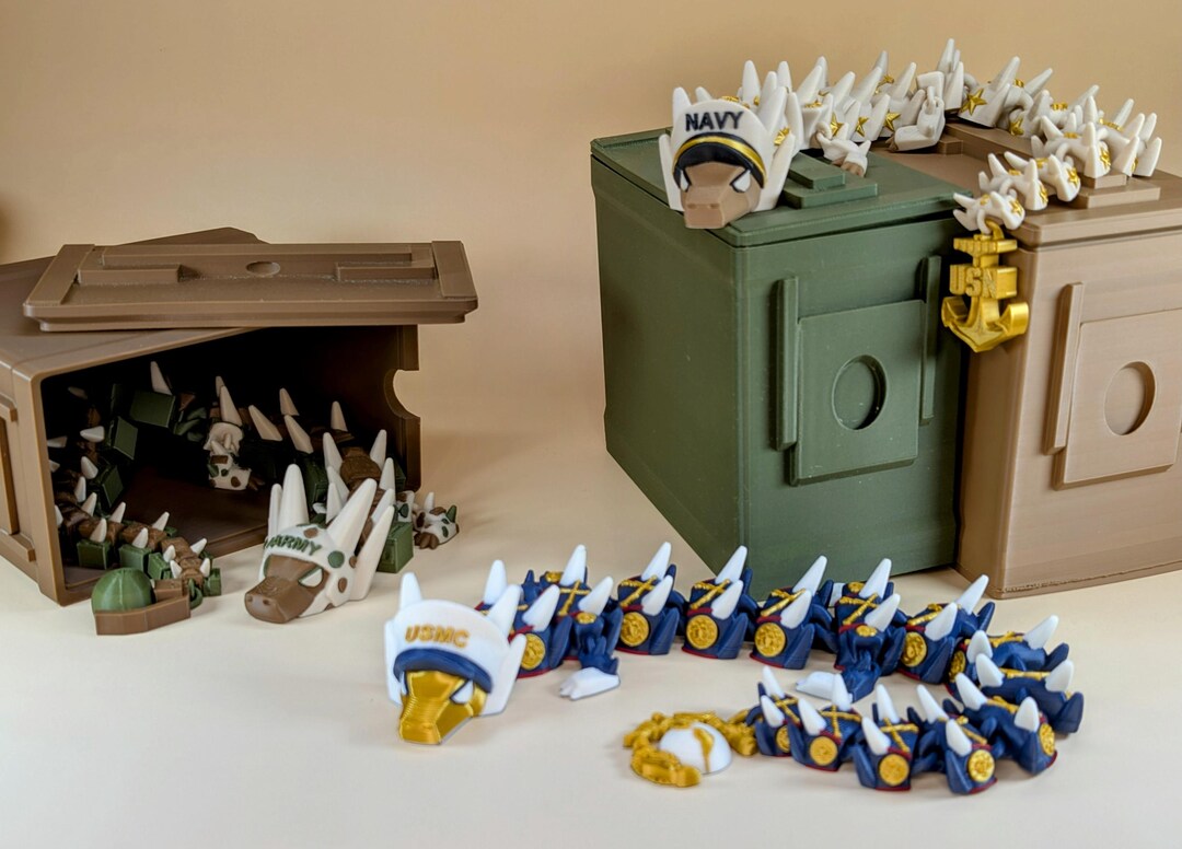 US Military Dragon Fidget Toy: Army, Navy, Marine - Ammo Can Display ...