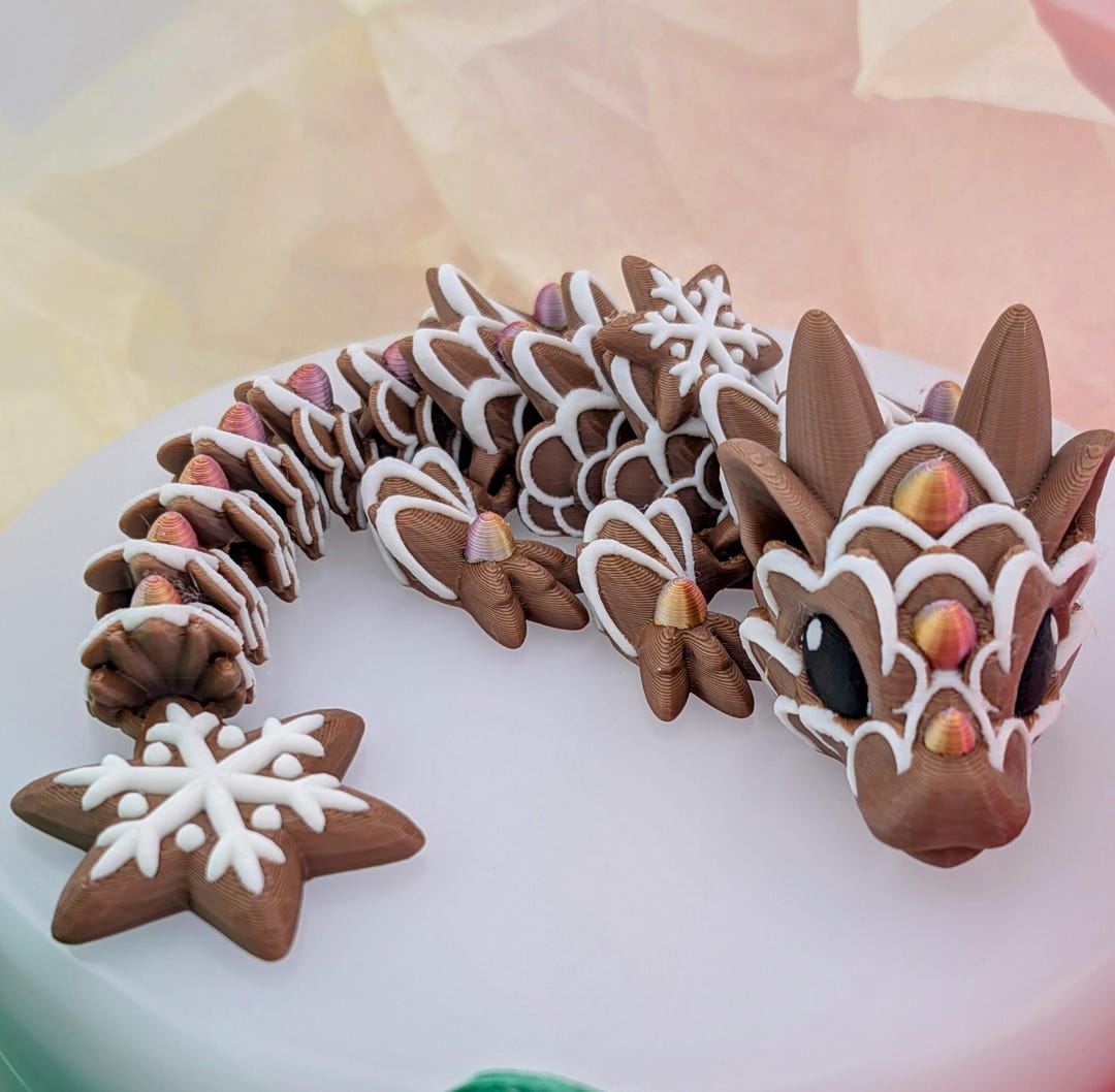 Gingerbread Baby Dragon 3D Printed Articulated - Etsy