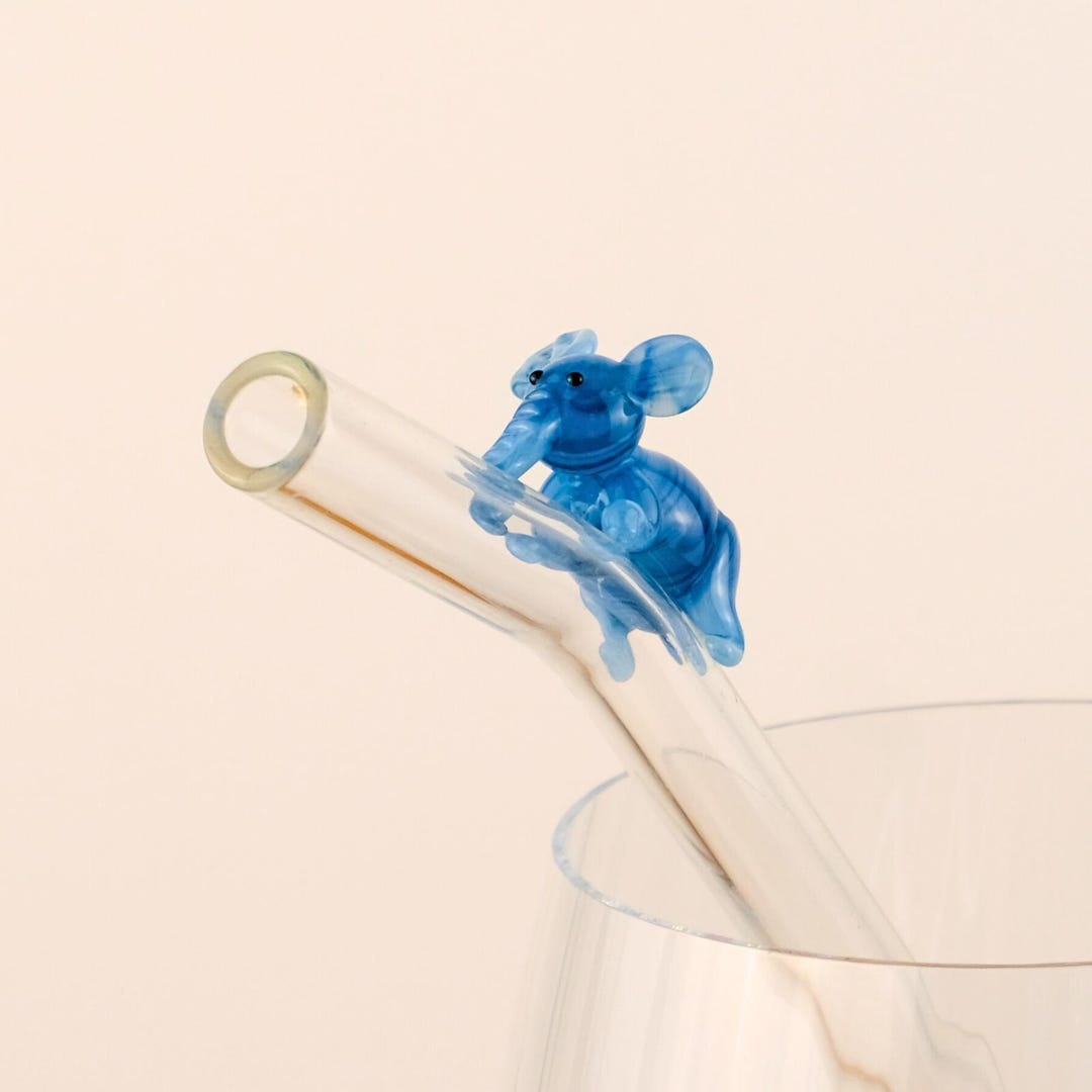 Handmade Elephant Glass Straw: Reusable Straw for Nature Lover - Etsy