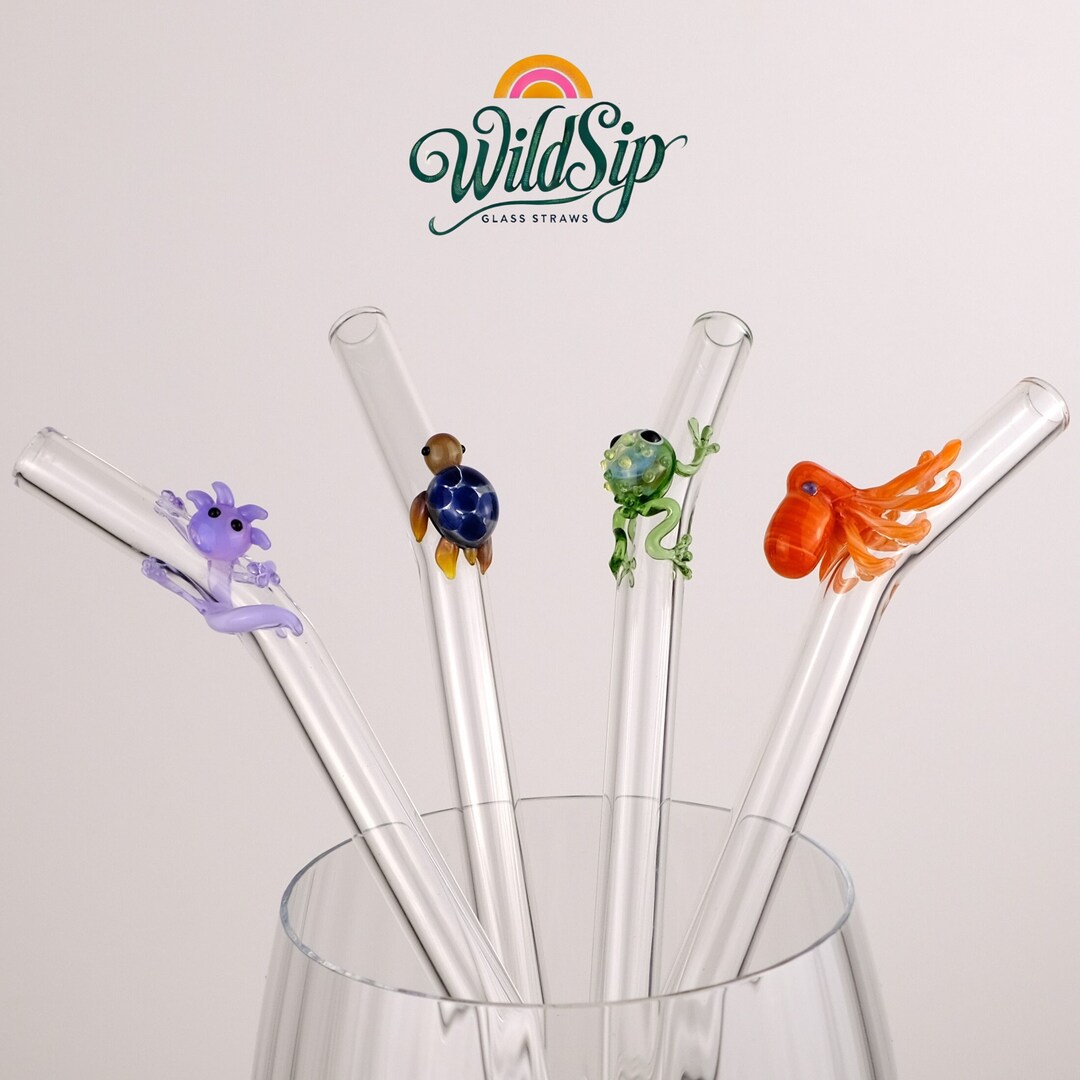 Buy Wildsip Glass Straws | Axolotl, Frog, Octopus, Turtle | Handmade ...