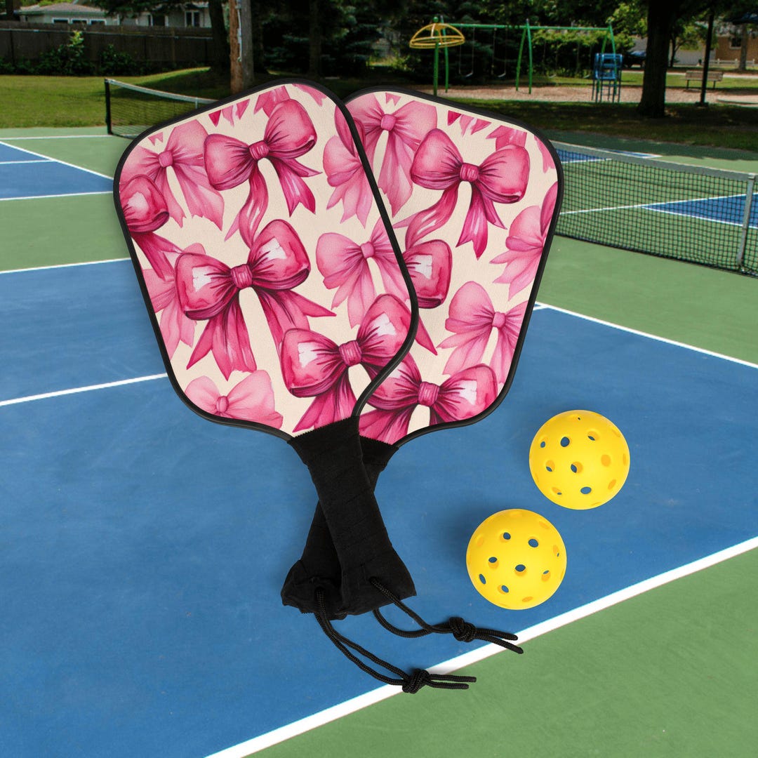 Pink Bow Pickleball Paddle Set Pretty in Pink Coquette Bow Feminine ...