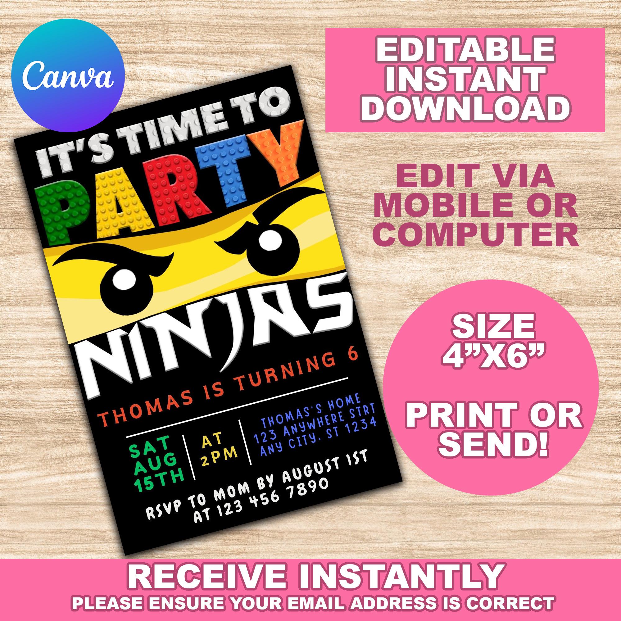 Editable Ninja Invitation, Kids Ninja Invite, Ninja Birthday Invite ...